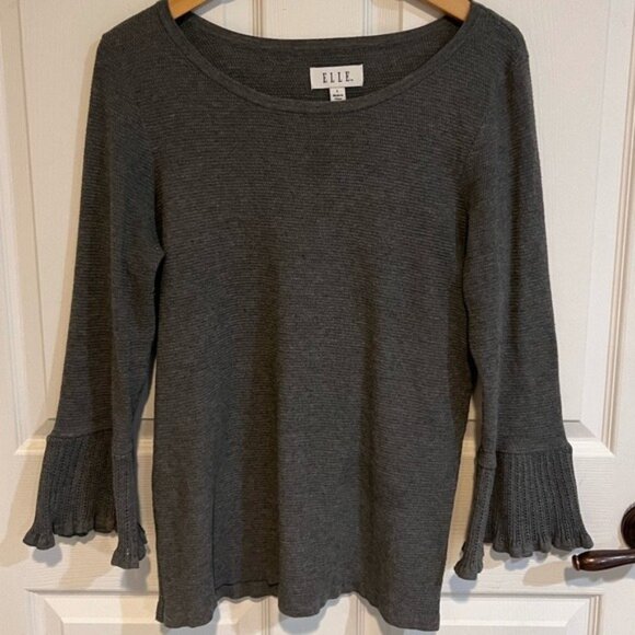 Elle | Sweaters | Elle Gray Bell Sleeve Knit Top Large Flared Cuff ...